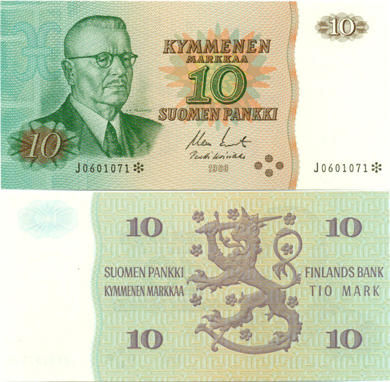 10 Markkaa 1980 J0601071* kl.9 [J0601071*] - €25.00 : Tervetuloa ...