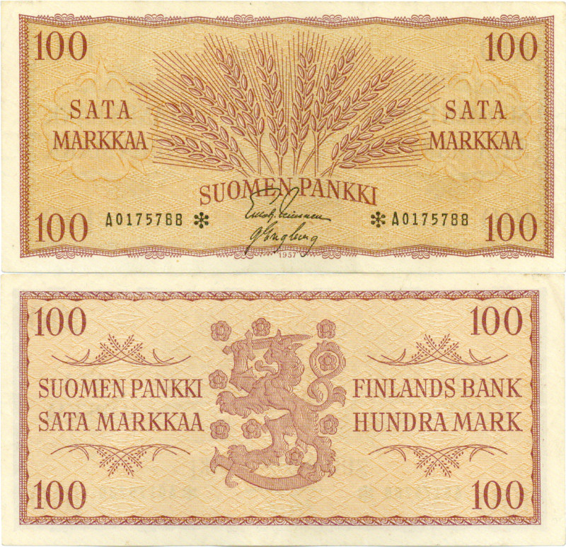 100 Markkaa 1957 A0175788* kl.4 [A0175788*] - €30.00 : Tervetuloa ...