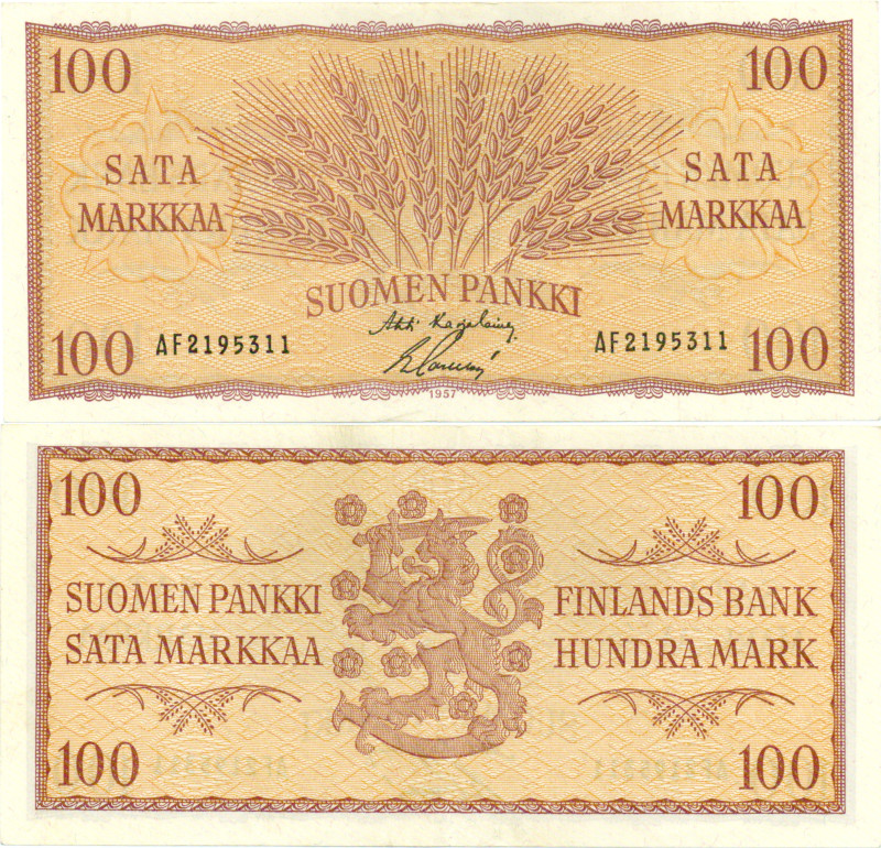100 Markkaa 1957 AF2195311 kl.6 [AF2195311] - €15.00 : Tervetuloa ...